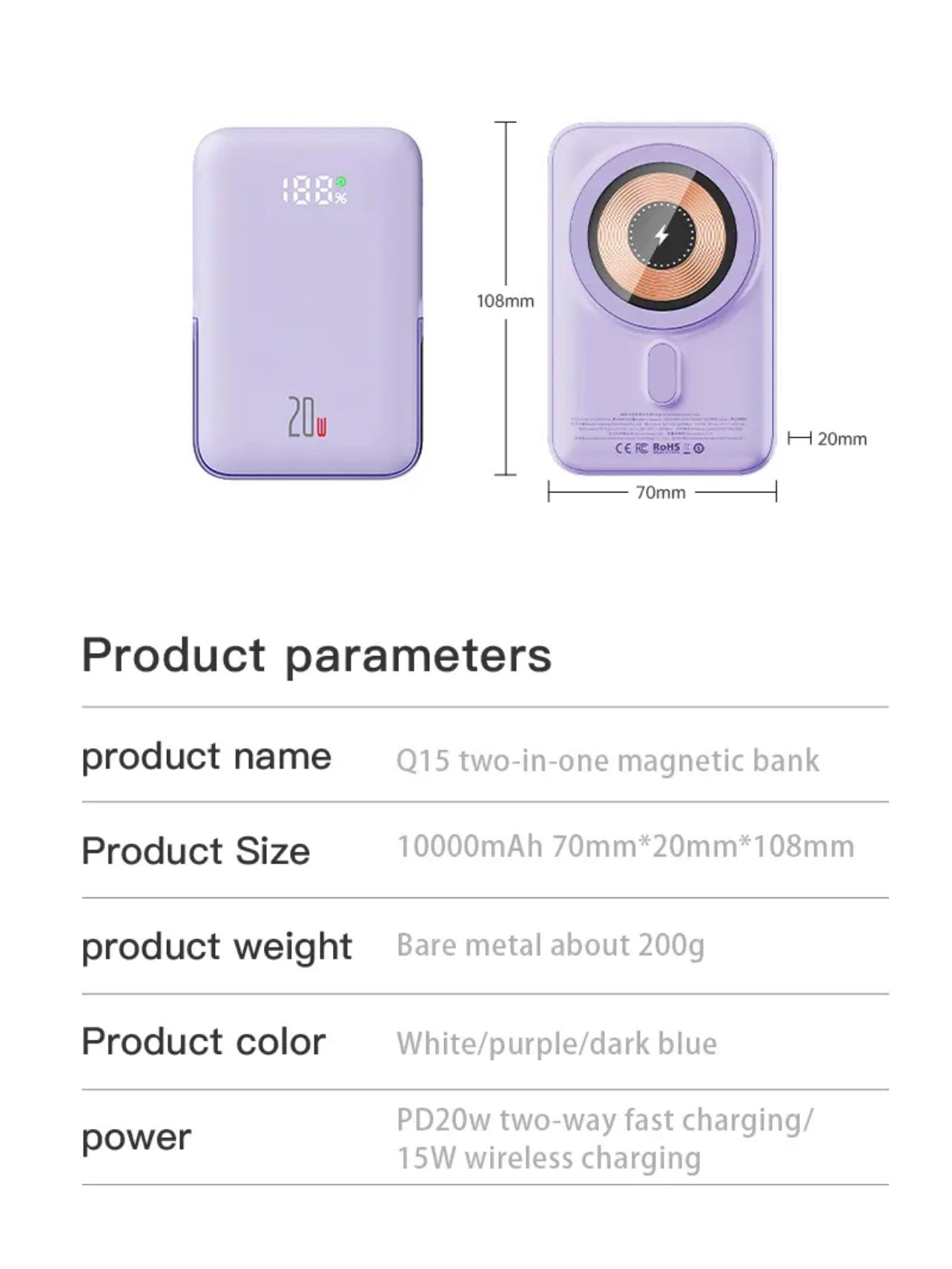 INNOVATIVE Magnetic Power Bank LED 15Watt 10000mAh,2-in-1 for Magsafe ...